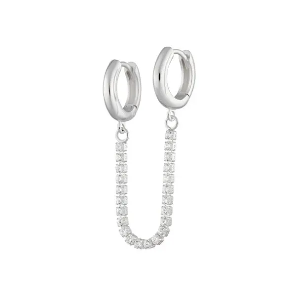 SCREAM PRETTY Tennis Chain Double Huggie Earring - Silver
