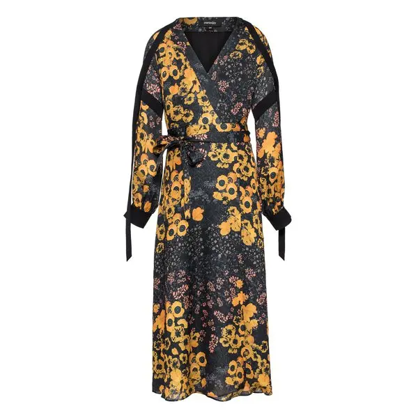 SMART AND JOY Flower Print Wrap Dress