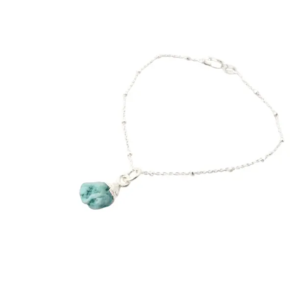 HARFI Blue / Silver Raw Turquoise December Birthstone Silver Bracelet - Blue/silver