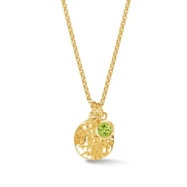 DOWER & HALL Hammered Disc & Green Peridot Array Pendant Yellow Vermeil - Gold