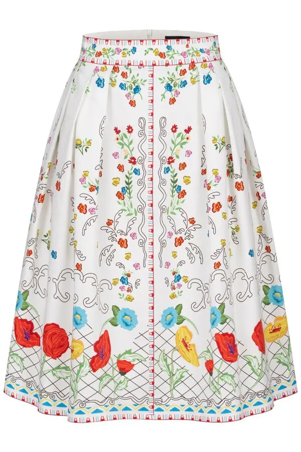 MARIANNA DÉRI Midi Skirt With Floral Print - White