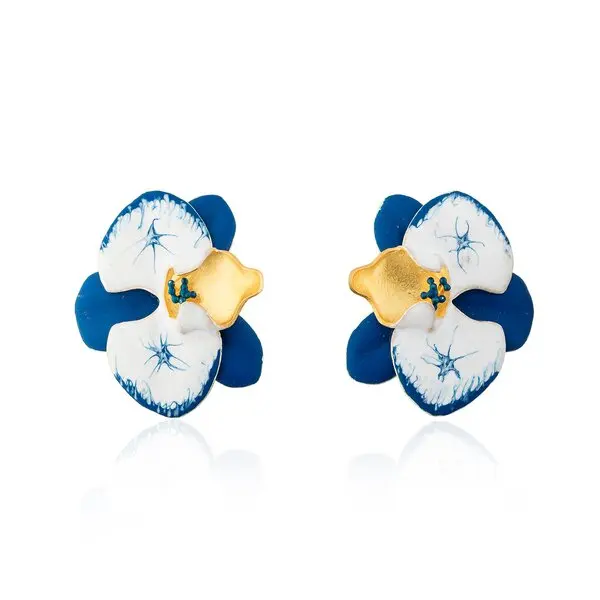 MILOU JEWELRY Orchid Flower Earrings - Blue