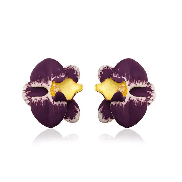 MILOU JEWELRY Orchid Flower Earrings - Purple