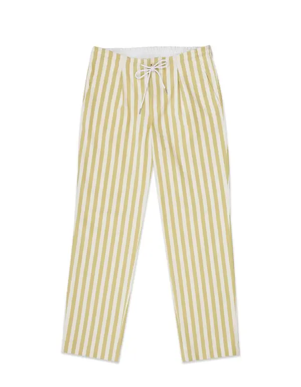 GRESHAM BLAKE Neutrals Ecru Stripe Drawstring Trouser - Beige