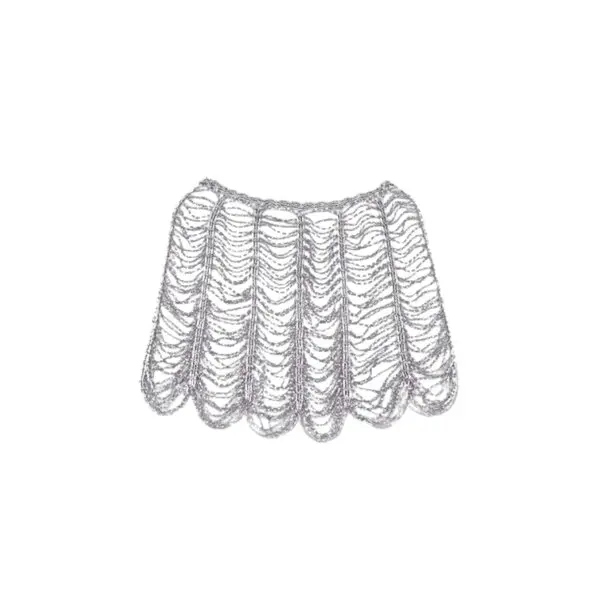 Saachi Festive Scallop Beaded Capelet - Silver