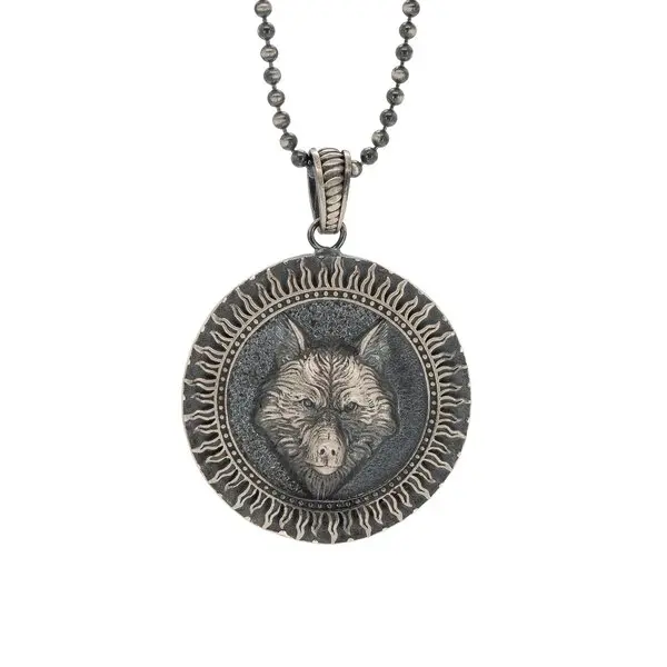 EBRU JEWELRY Spirit Animal Wolf Symbol Pendant Sterling Necklace - Silver