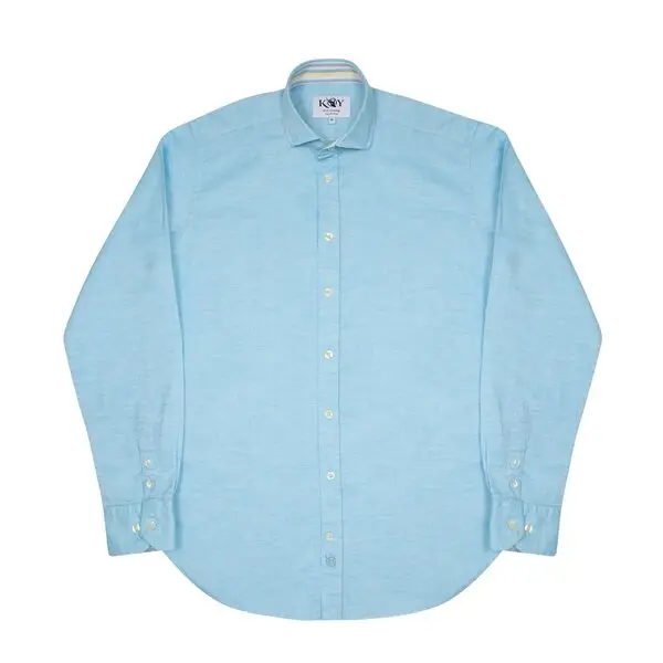 KOY CLOTHING Pale Turquoise Cotton Linen Shirt - Blue