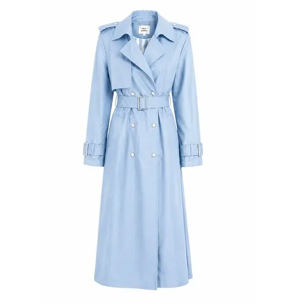 JULIA ALLERT Belted Classic Longline Trench Coat – Light - Blue