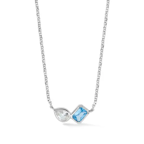 DOWER & HALL Blue & White Topaz Duo Tutti Frutti Necklace In Sterling - Silver