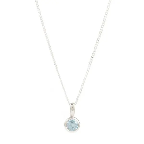 CHARLOTTE'S WEB JEWELLERY November Birthstone Charm Necklace Blue Topaz - Silver