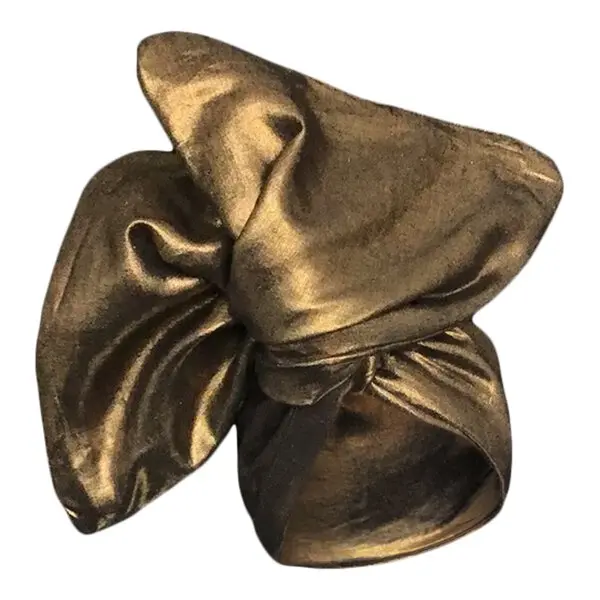 ROMER MILLINERY Twisturban Turban In Metallic Linen - Gold
