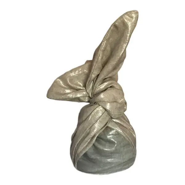 ROMER MILLINERY Twisturban Turban In Metallic Linen - Silver
