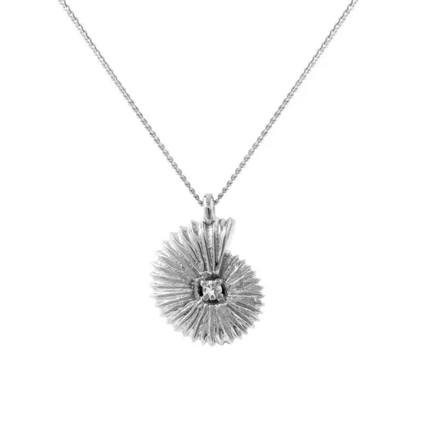 LEE RENEE Ammonite Diamond Necklace - Silver