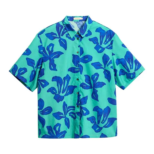 LOST PATTERN Tropical Bliss Oversized Shirt Ocean - Blue