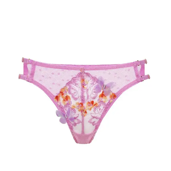 EMPRESS MIMI Madame X Lace Hipster With Butterfly Detail - Pink