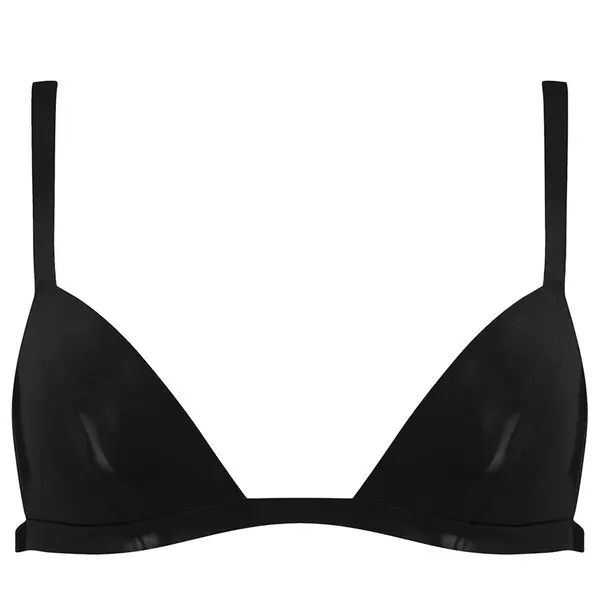 ELISSA POPPY Latex Triangle Bra - Black