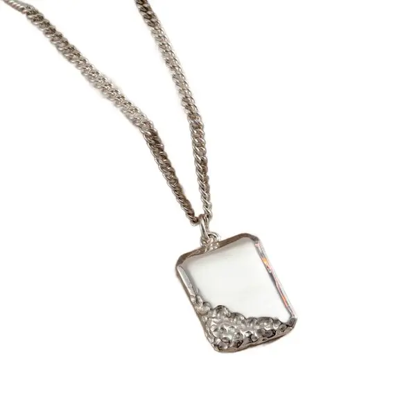POSH TOTTY DESIGNS Sterling Bevelled Edge Strata Tag Necklace - Silver