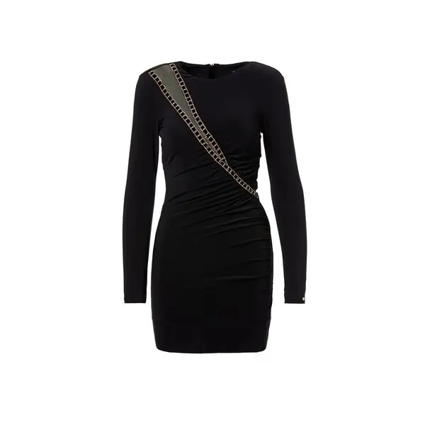 NISSA Tulle Insert Mini Dress - Black