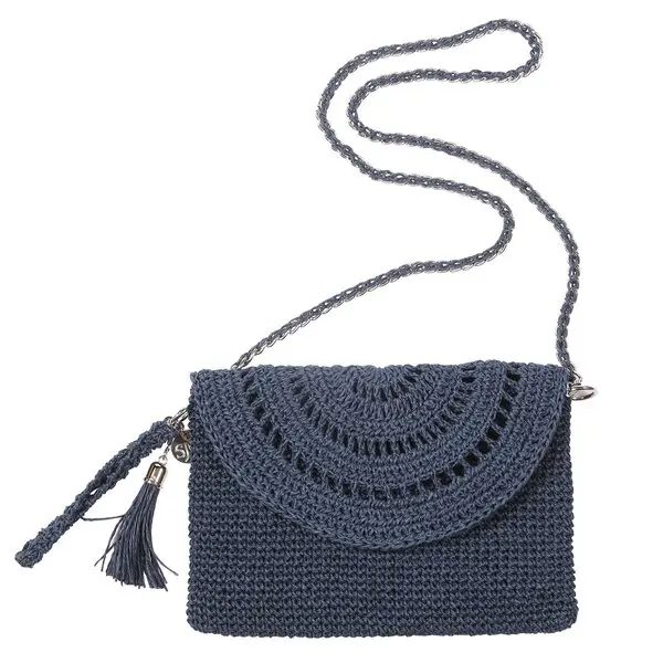 SJW BAGS LONDON Grace Hand Crochet Bag In Indigo - Blue