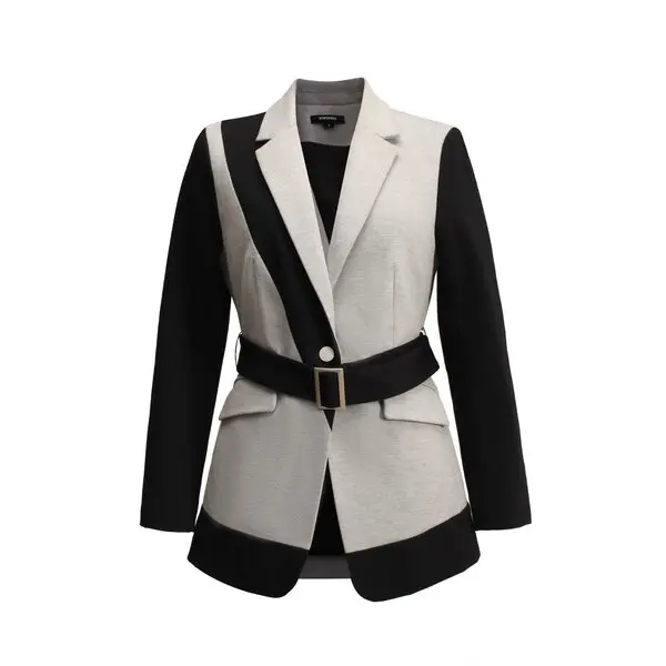 SMART AND JOY Color Block Tailor Jacket In Jersey - Grey
