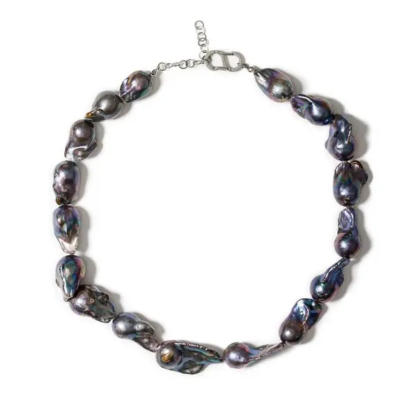 KYBELE STUDIO Capri Necklace With Dark Baroque Pearls - Grey