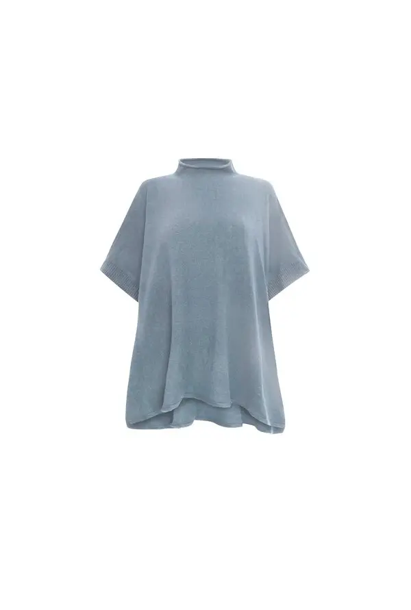 JAMES LAKELAND Pale Side Button Poncho - Blue