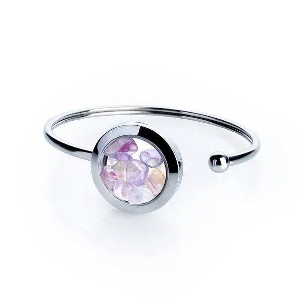 MY LITTLE NATURE Silver / Blue Handmade Fluorite Crystal Cuff Bracelet – Stainless Steel Jewelry For Focus & Tal Clarity - Silver/blue
