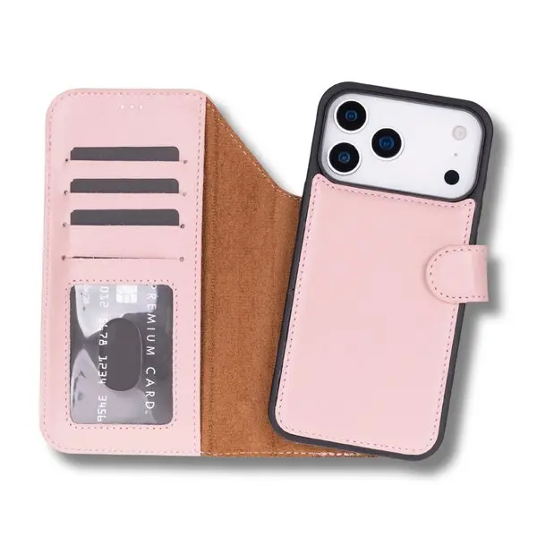 LEATHERE Leather Iphone Onyedi Pro Wallet Case – Austin - Pink