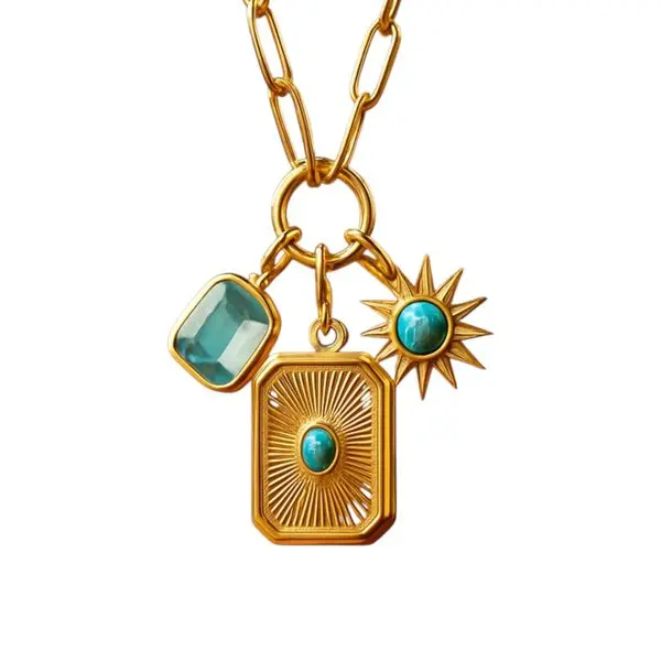 VICKY&NICO Gold / Blue Azure Charm Necklace - Gold/blue