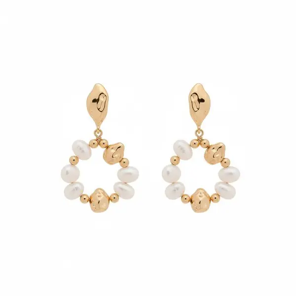 ANGEL BAROCCO Natural Pearl Loop Earrings - Gold