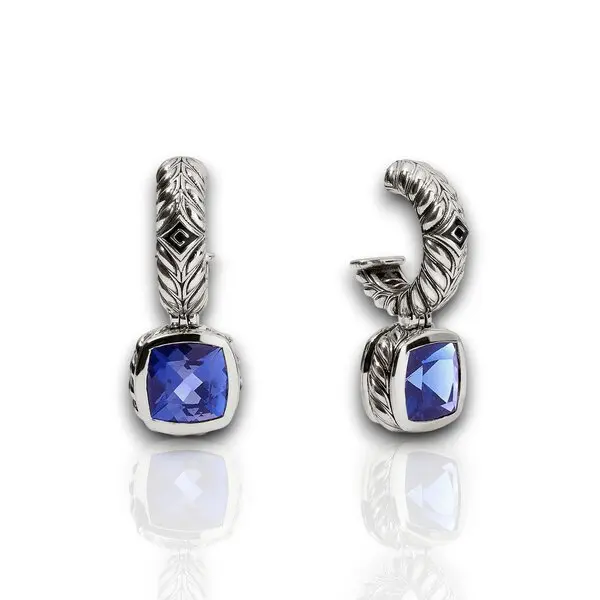 DANEILA LÉON Sterling Silver Cushion-cut Sapphire Earrings - Blue