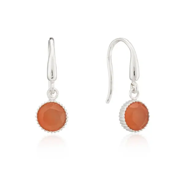AUREE JEWELLERY Barcelona Silver July Carnelian Birthstone Hook Earrings - Gray