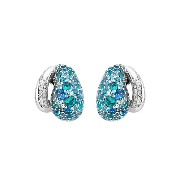 Arte Madrid Sierra Pavé Open Dome Hoop Earrings - Blue