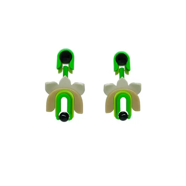 GISSA BICALHO Handmade Acrylic Earring Lilium - Green
