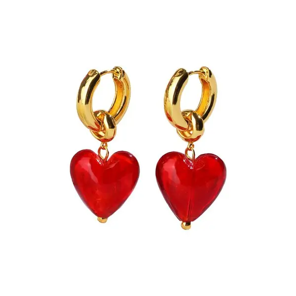 CLASSICHARMS Esmée Glaze Heart Dangle Earrings - Red