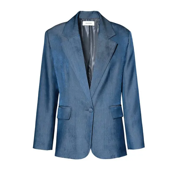 AGGI BY HALEWSKI Tatiana Navy Denim Oversized Blazer - Blue