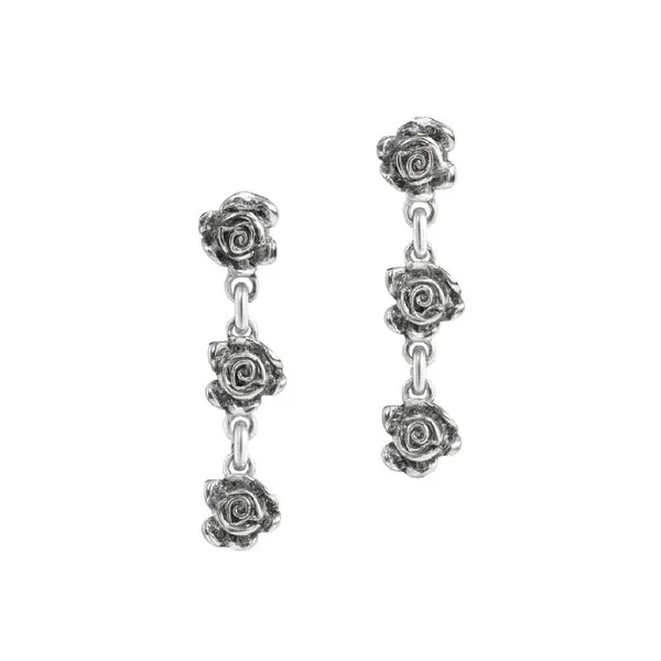 UNALOE Records Sterling Rose Drop Earrings – Earrings - Silver