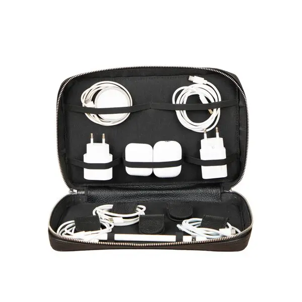 LEATHERE Leather Tech Organizer Case Oslo - Black