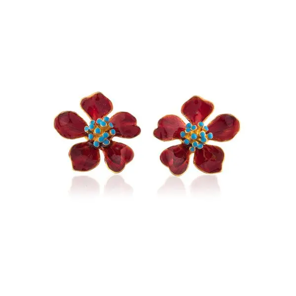 MILOU JEWELRY Cherry Blossom Flower Earrings - Red