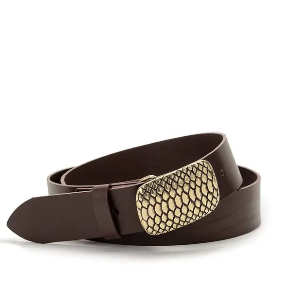 JUAN-JO Leather Belt With Buckle Snake Scales - Brown