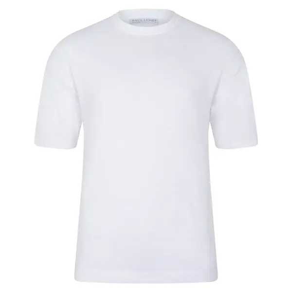 PAUL JAMES KNITWEAR Lightweight Cotton Ewann Oversized Knitted T-shirt - White