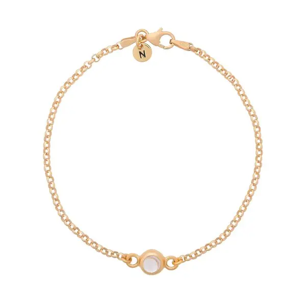 NELLOU JEWELLERY Neutrals Crystal Birthstone Gem Dot Bracelet Gold Plated Sterling Silver April - Gray/yellow