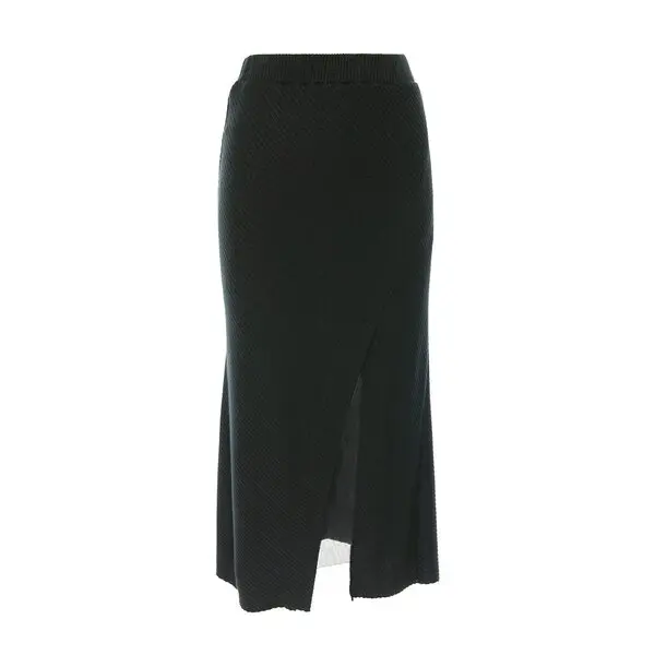 SILVIA SERBAN Ribbed Skirt With Elasticated Tulle Linen - Black