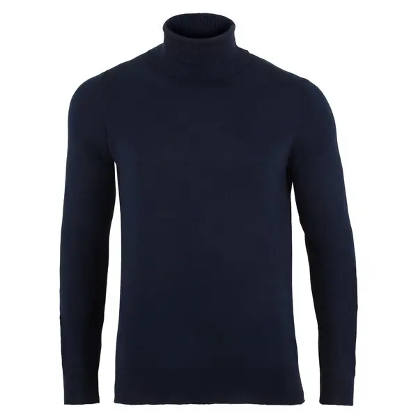 PAUL JAMES KNITWEAR Ultra Fine Cotton Atwod Roll Neck Jumper Navy - Blue