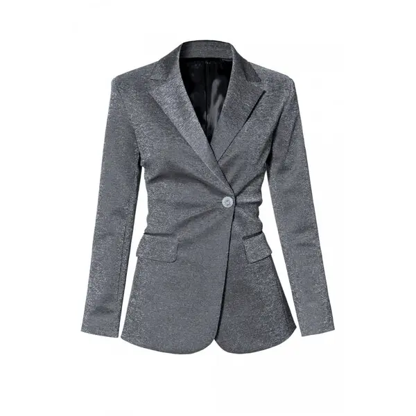 AGGI BY HALEWSKI Rachel Flash Hourglass Shaped Sparkling Blazer - Grey