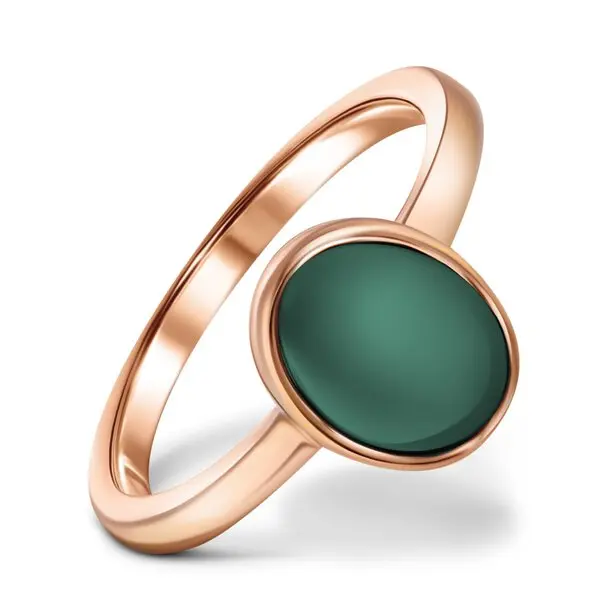 REJECTED HEARTS CLUB Onyx Healing Rose Gold Stack Ring - Green