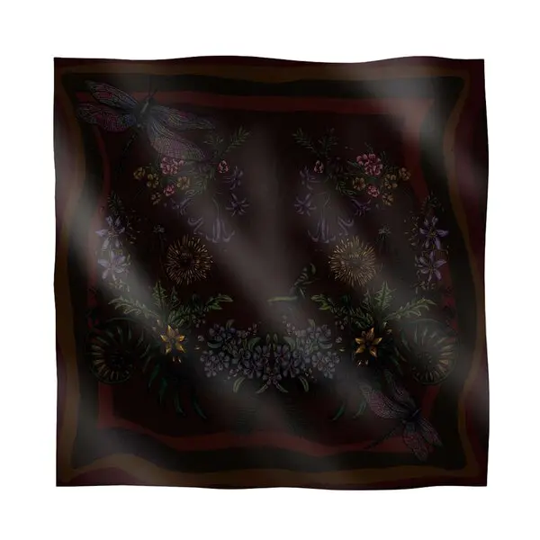 Natalia Petruch Mountain Flowers Silk Handkerchief Dark - Brown
