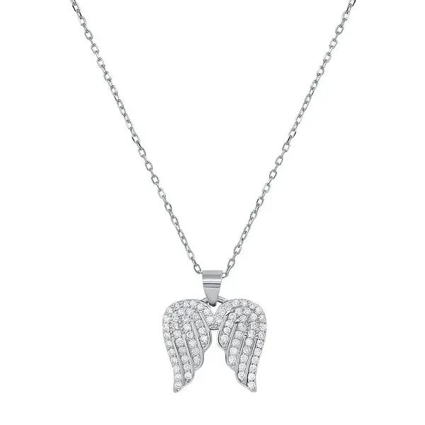 KYLIE HARPER Sterling Diamond Angel Wings Pendant - Silver
