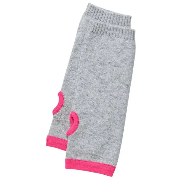COVE Cashmere Wrist Warmers & Neon Pink - Grey
