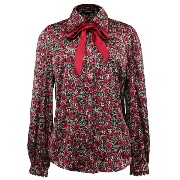 SMART AND JOY Ascot Tie Print Shirt - Red